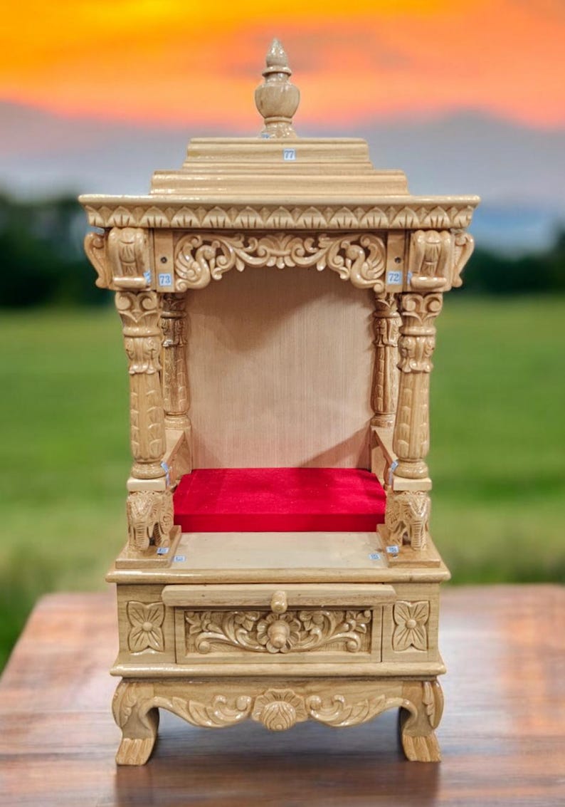 Elegant 33 Inches Tall Hindu Puja Sewanwood Mandir for Home With Hand ...