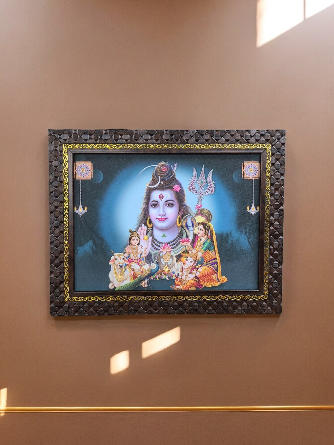 14 Inches by 11 Inches Size SHIVA FAMILY Frame Wall Hanging Glass Less ...