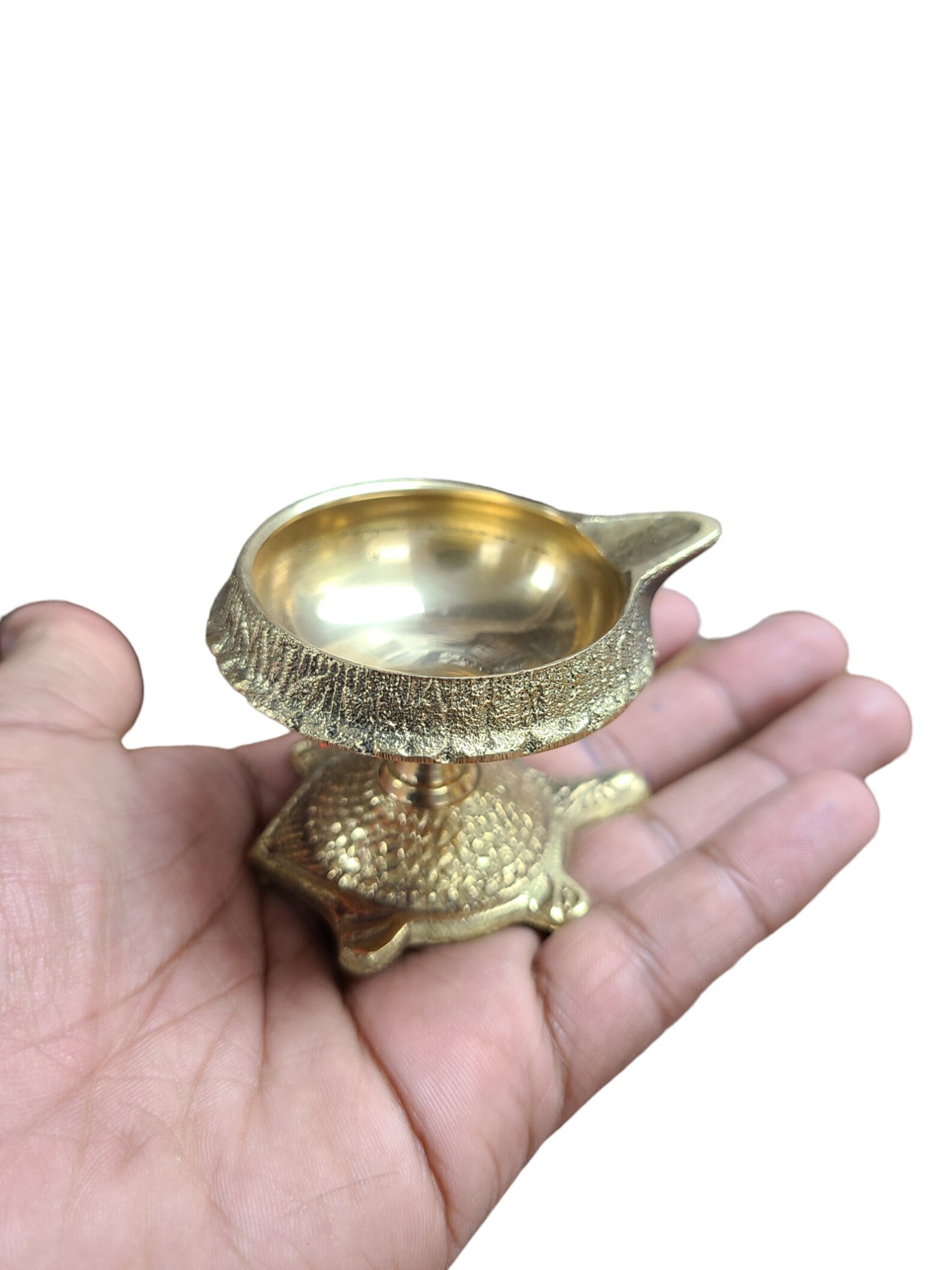 2.0 Inches of Beautiful Brass Stand Lamp Deepak ,diya,aakhand Jyoti ...