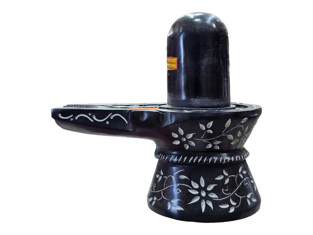 Marble Stone Shivling With Floral Carving (6 by 6.5 Inches) Usa Seller ...