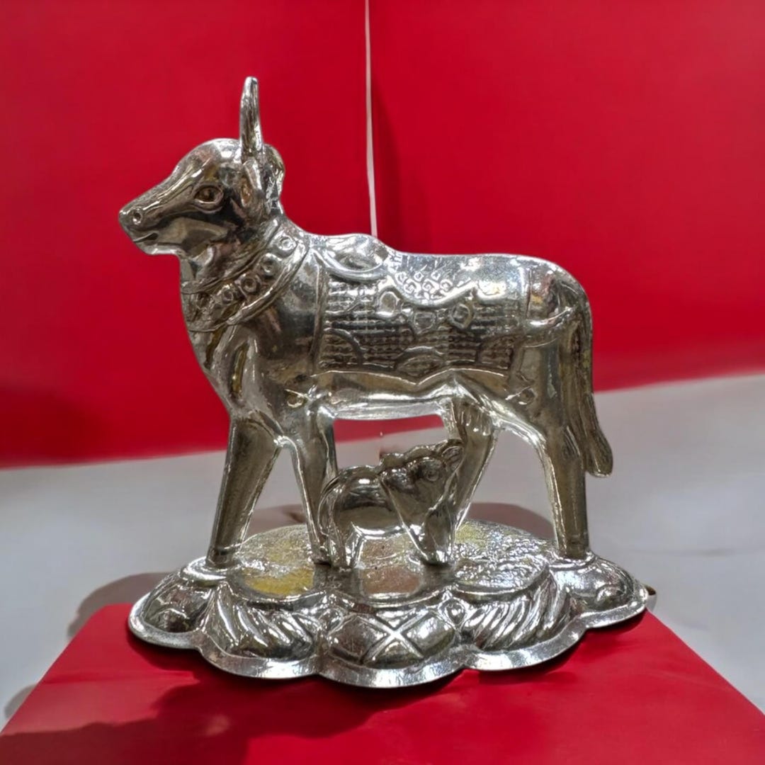 Pure Silver Cow With Calf Statue 24.7 Grams Silver , 2.25” Tall Usa ...