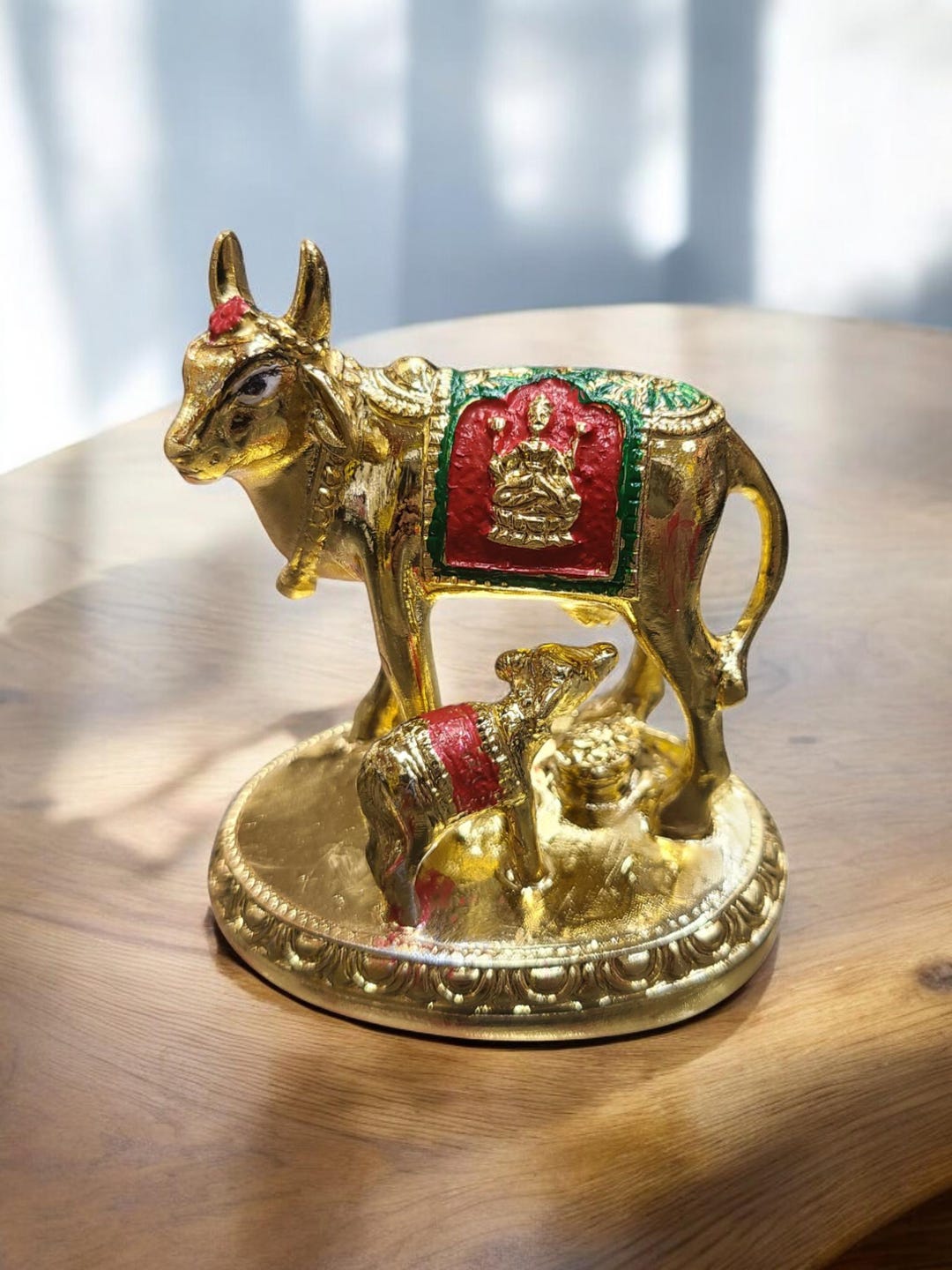 Brass 3.15 Inches Cow Calf / Kamdhenu Statue Hindu God Usa Seller Fast ...