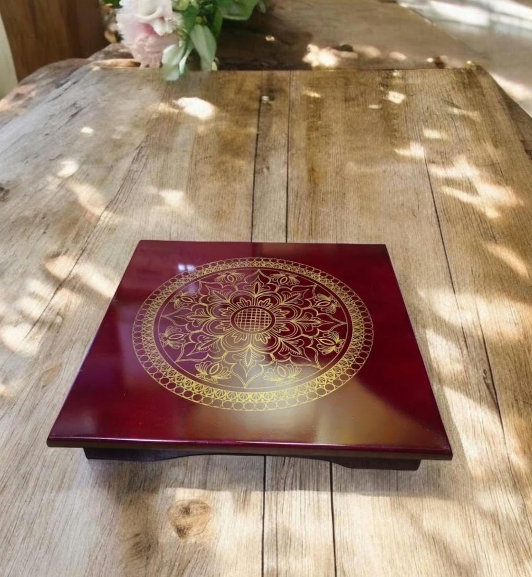 18 Inches of MDF Wood Chowki, Indian Pooja Chowki Table,wood Painted ...