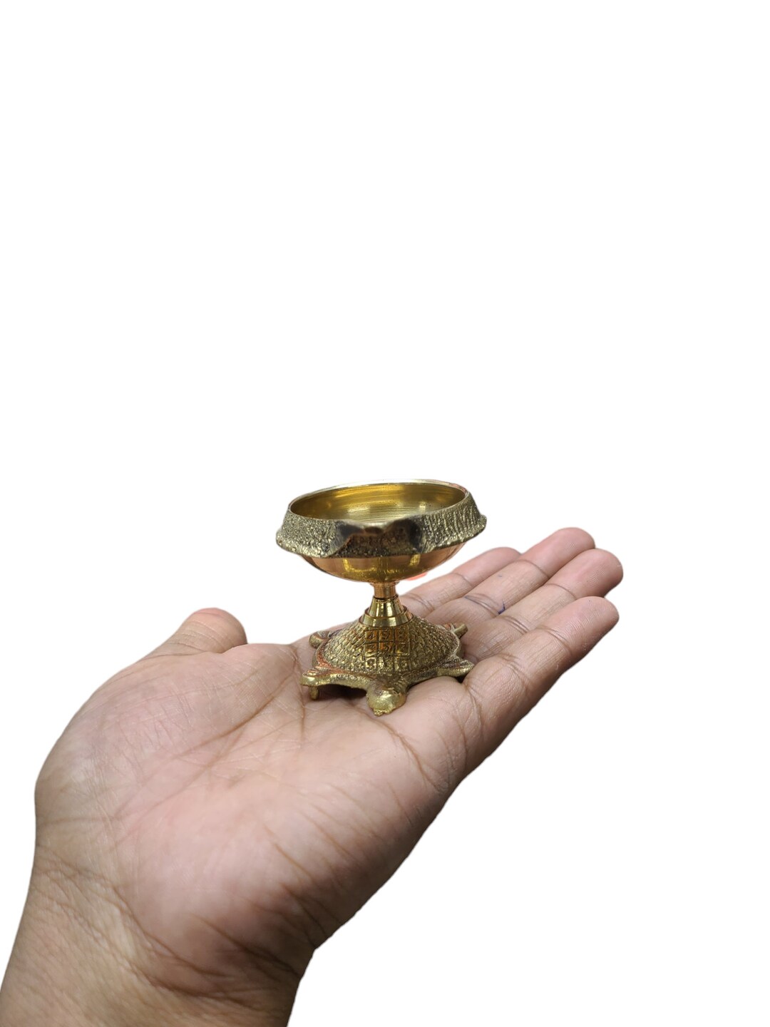 2.0 Inches of Beautiful Brass Stand Lamp Deepak ,diya,aakhand Jyoti ...