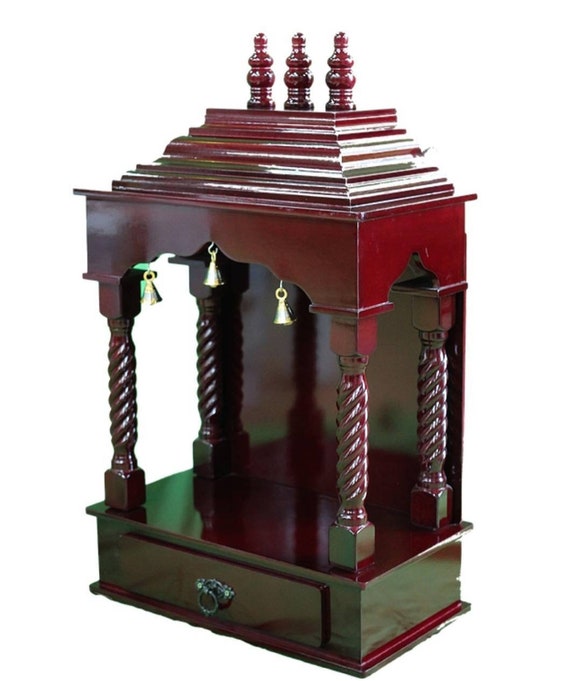 Elegant Hindu Puja Pooja Wooden Mandir for Home Mahogany Color | Etsy