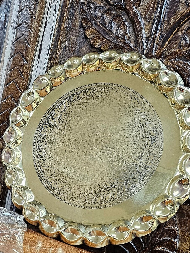 Beautiful Brass 11 Inches Plate /pooja Thali / Temple / Business USA ...
