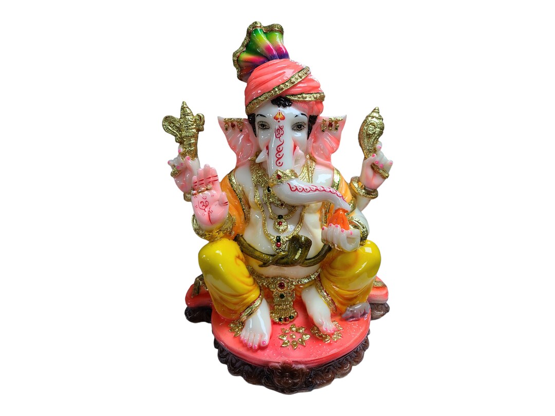 11 Inches Beautiful Vibrant GANESH MURTHY With Pagdi for Home ...