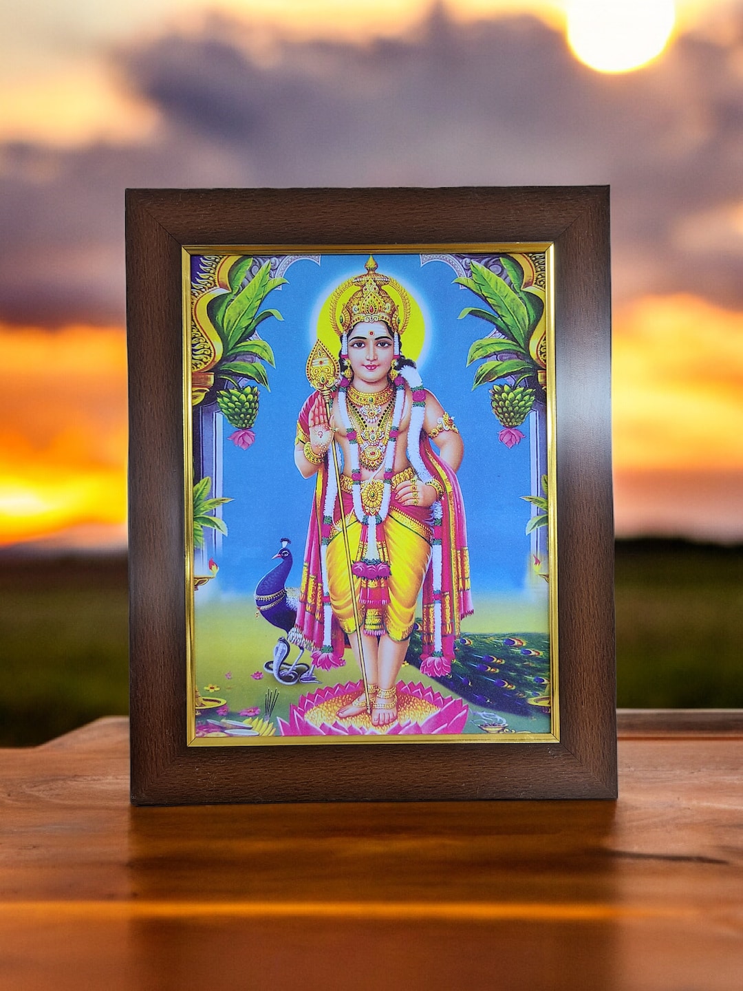 14 Inches by 11 Inches Size LORD MURUGAN Ji Frame Wall Hanging Glass ...