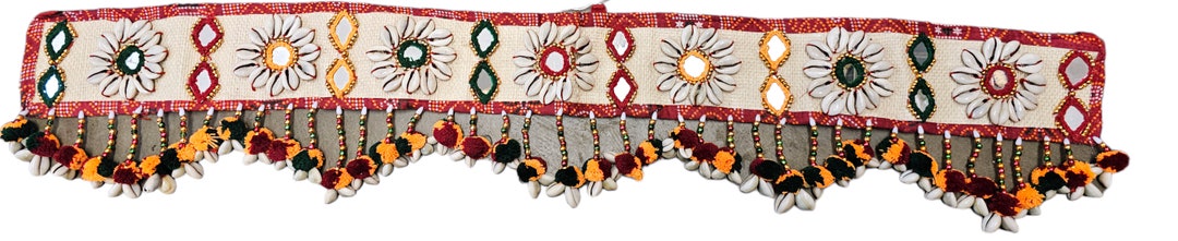 3 Feet Long Beautiful Toran / Decorated Shells / Mirrors / Jute Hanging ...