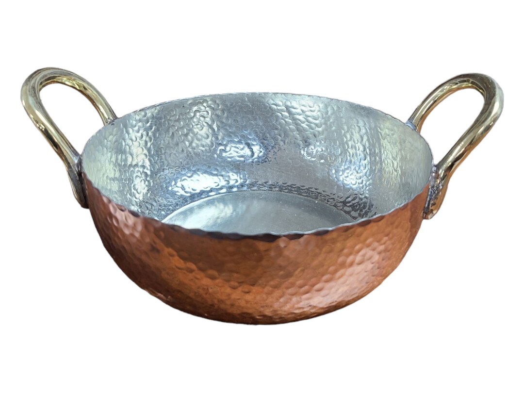 7 Inches Steel Copper Kadai , Karahi Indian Serving Dishes - Copper ...