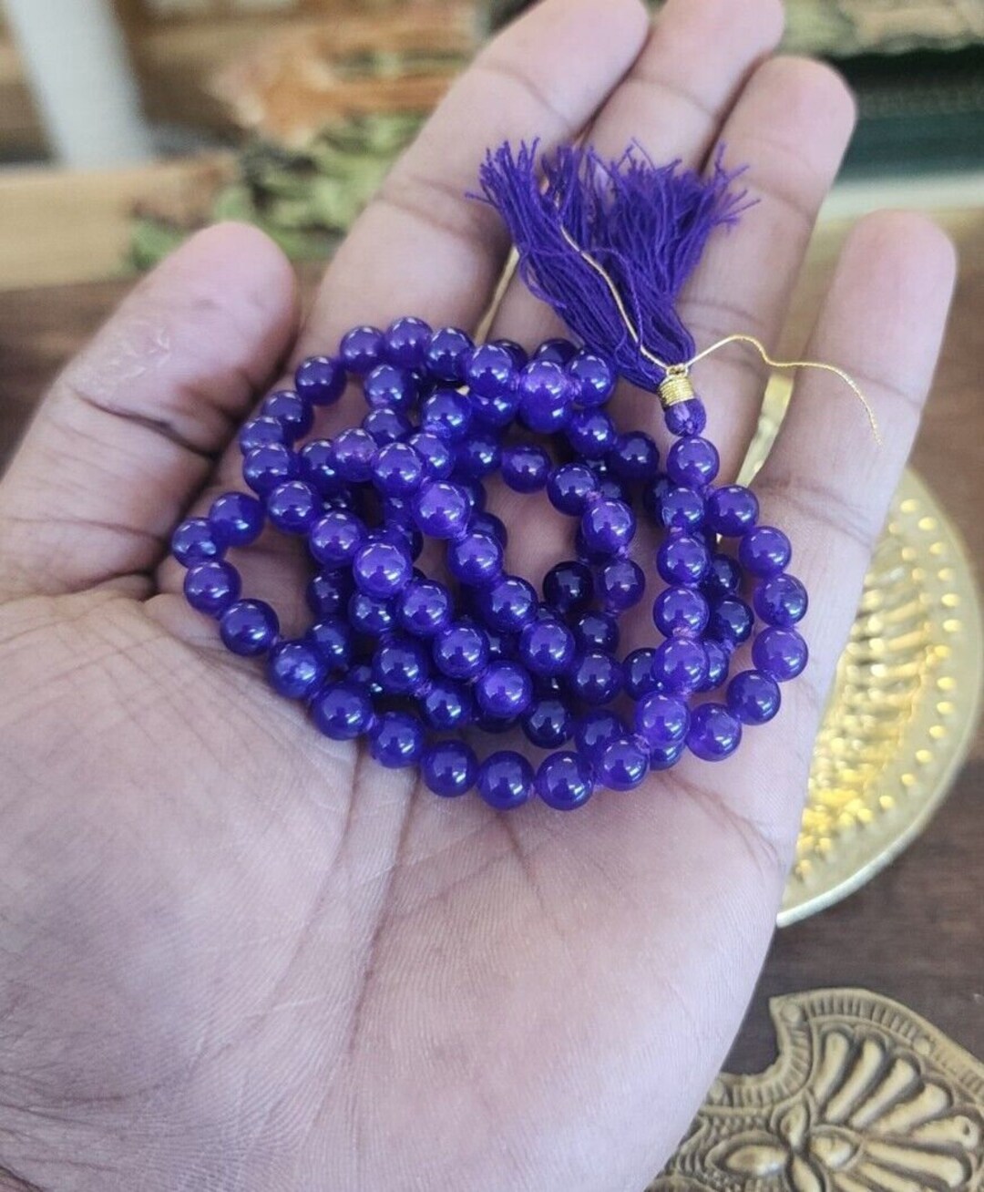 Jaap Mala Blue Hakik Agate Stone Beads 108 Plus 1 Usa Seller Fast ...