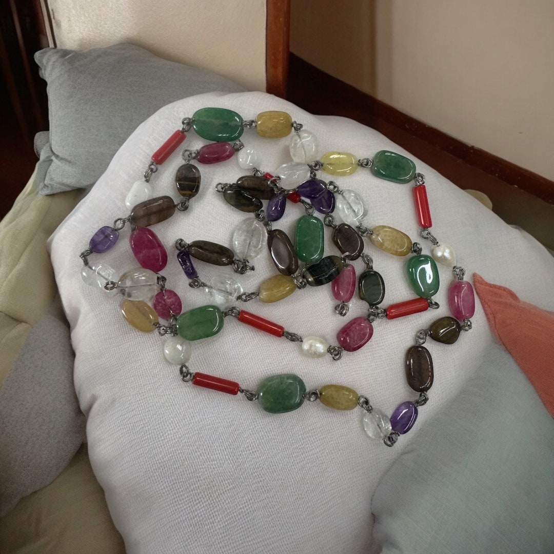Jaap Mala Rosary Navratna Stone.nine Stone Mala Beads for Prayer Puja ...