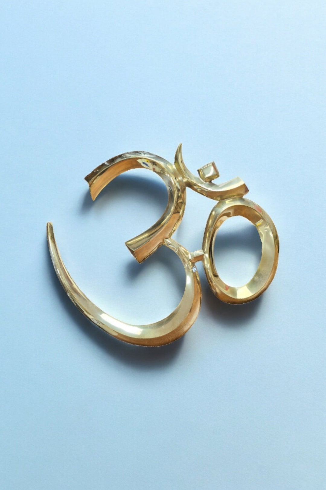 16 Inches Wide Hindu Religious Symbol Brass OM Metal Statue for Home ...