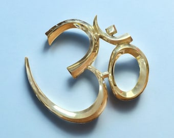11 Inches Hindu Religious Symbol Brass OM Metal Statue for Home ...