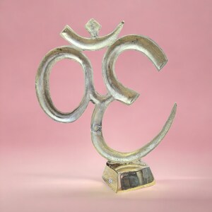 11 Inches Hindu Religious Symbol Brass OM Metal Statue for Home ...