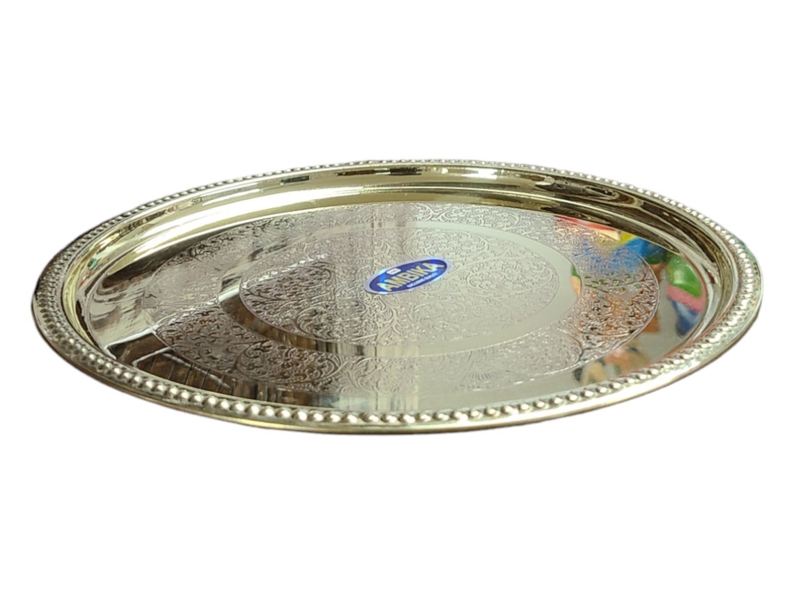 10 Inches Beautiful Brass Pooja Thali / Temple / Business USA Seller ...