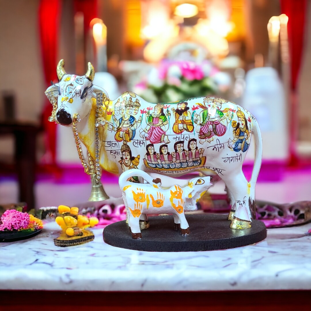 5 Inch Polyresin Cow Calf / Kamdhenu Statue Hindu God Usa Seller Fast ...