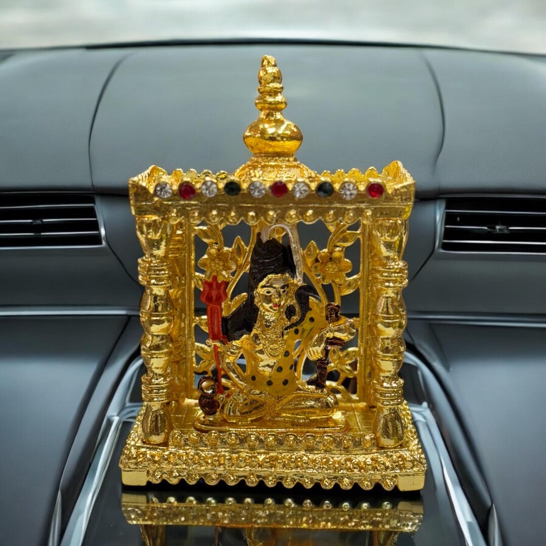 Metal SHIVA Idol in Small Temple for Car Dashboard or Puja Temple Hindu ...