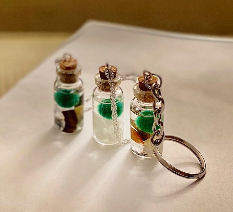 Mini Faux Marimo Moss Ball Terrarium Necklace or Keychain - Etsy