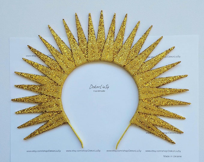 Gold Sun Halo Crown Sun Queen Headdress Celestial Headpiece Festival ...