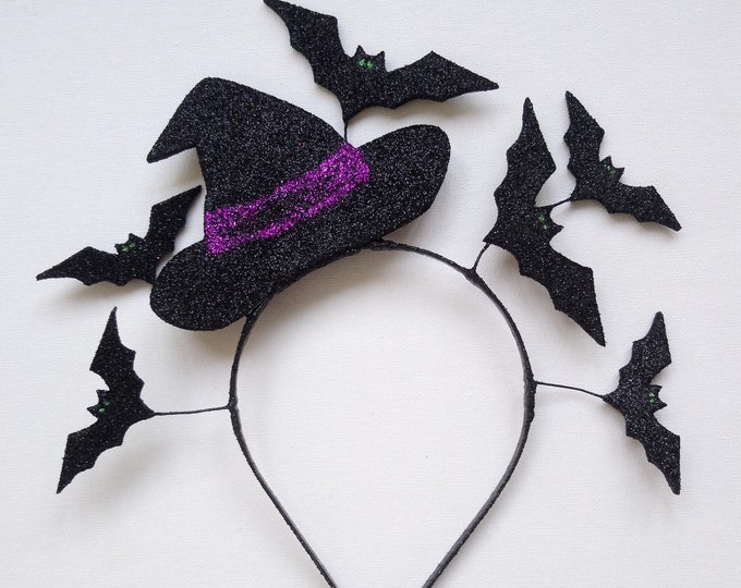 Halloween Black Hat Headband Bat Headpiece - Etsy