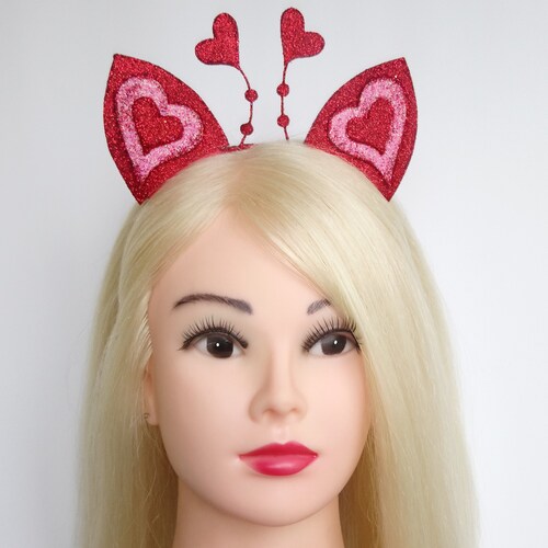 Valentine Day Red Heart Crown Glitter Holiday Headband - Etsy