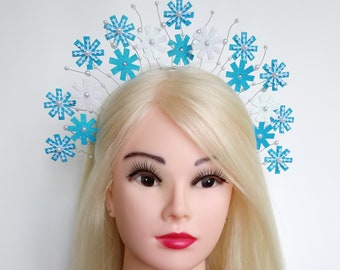 Christmas Snowflake Crown Headband White Glitter Frozen | Etsy