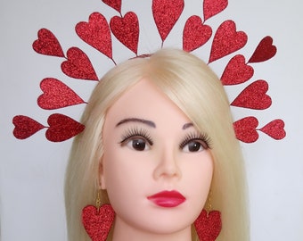 Valentine Day Red Heart Crown Glitter Holiday Headband | Etsy