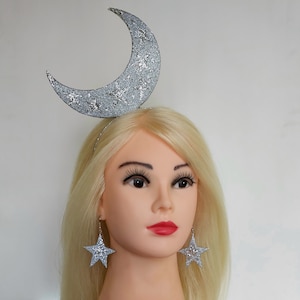 Glitter Moon Headpiece Celestial Moon Stars Headdress Festival Glitter ...
