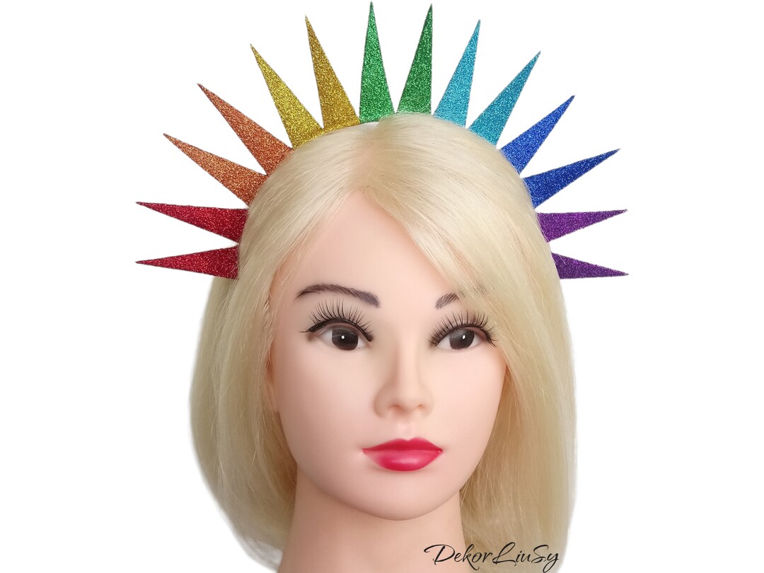 Rainbow Glitter Headband Holiday Halo Crown Halloween Headpiece - Etsy
