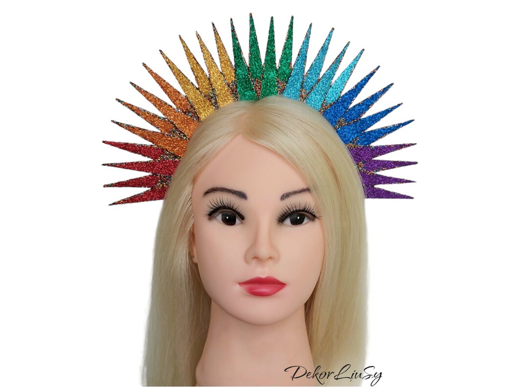 Rainbow Glitter Headband Holiday Rainbow Crown Burthday - Etsy