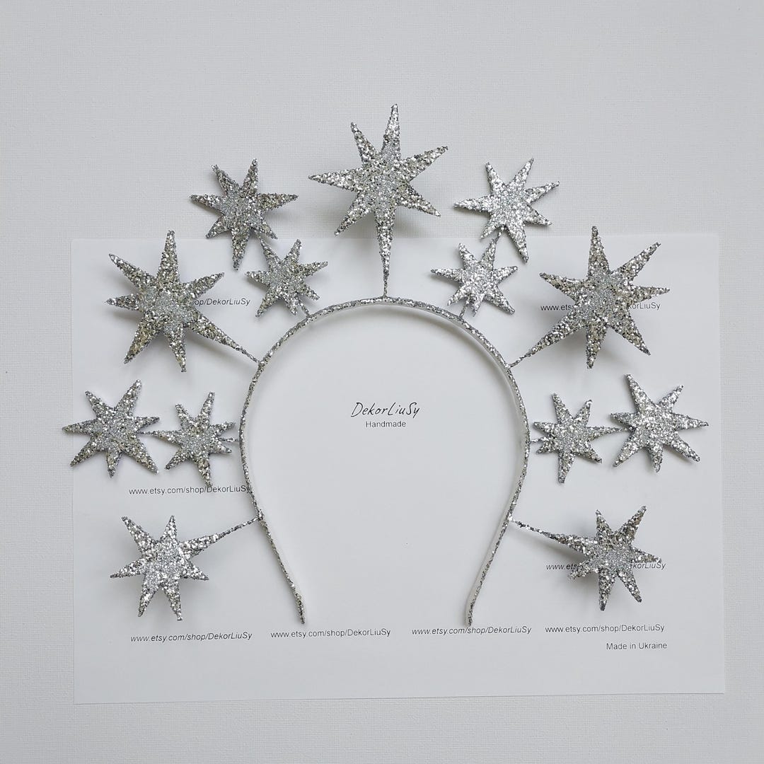 Christmas Celestial Glitter Stars Crown Burthday Glitter Halo Crown - Etsy