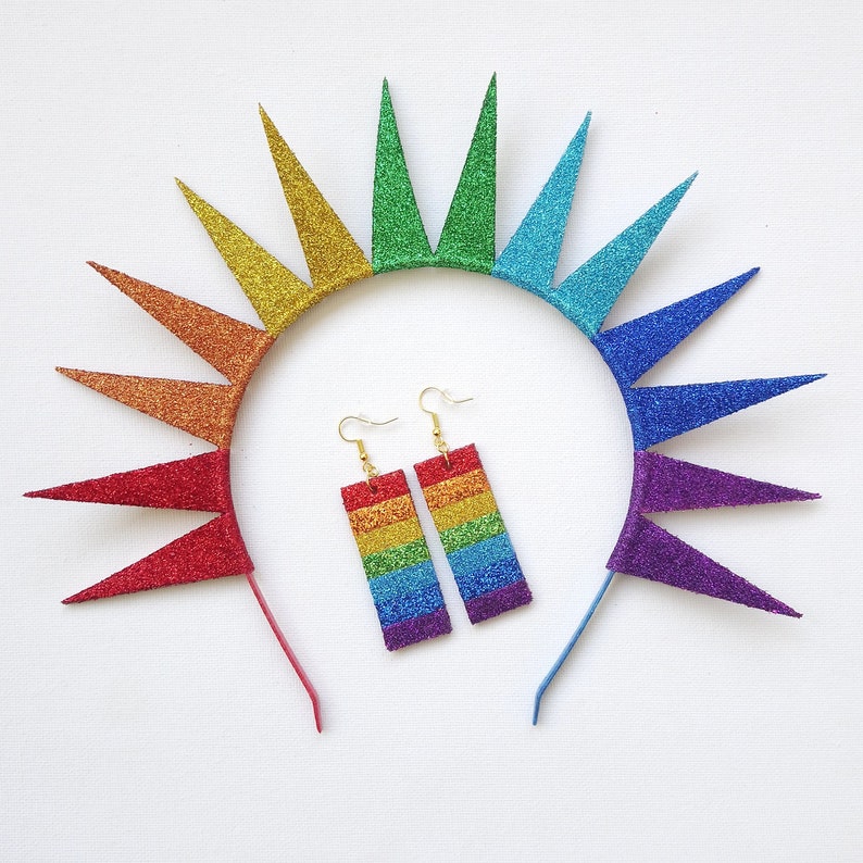 Rainbow Glitter Headband Holiday Halo Crown Halloween - Etsy