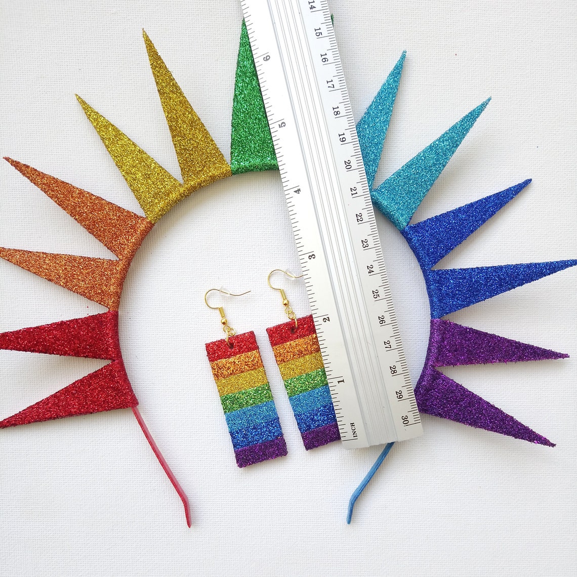 Rainbow Glitter Headband Holiday Halo Crown Halloween - Etsy