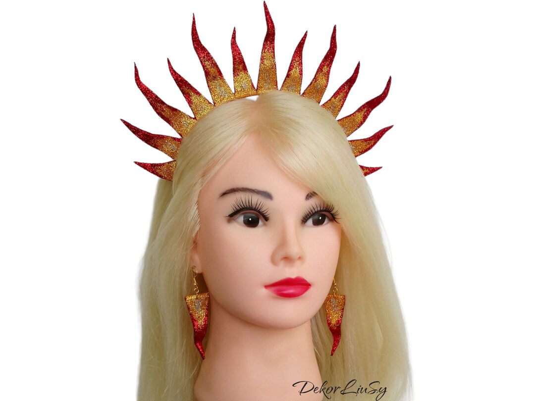 Fire Crown Red Flame Headband Phoenix Headdress Halloween - Etsy