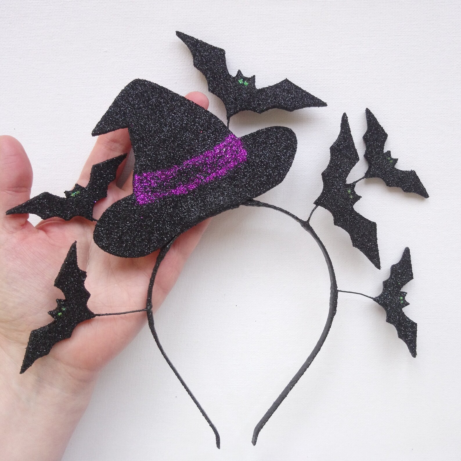 Halloween black hat headband Bat headpiece | Etsy