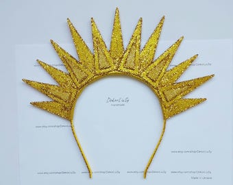 Halloween Gold Sun Crown Glitter Sun Halo Christmas Headband Celestial ...
