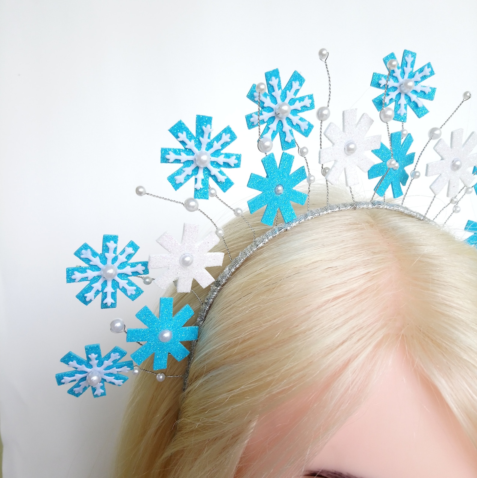 Snowflake Crown Headband Christmas Frozen Headpiece Glitter - Etsy