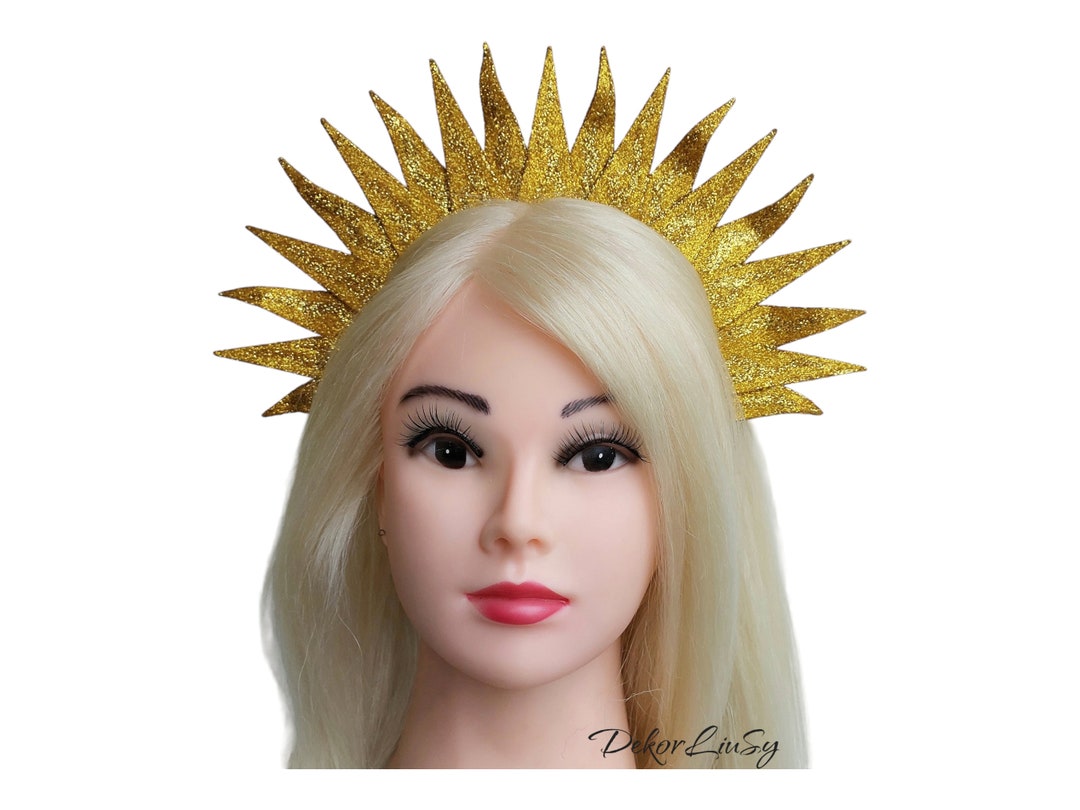 Corona de sol dorada brillante Diadema celestial Halo solar Tocado de ...