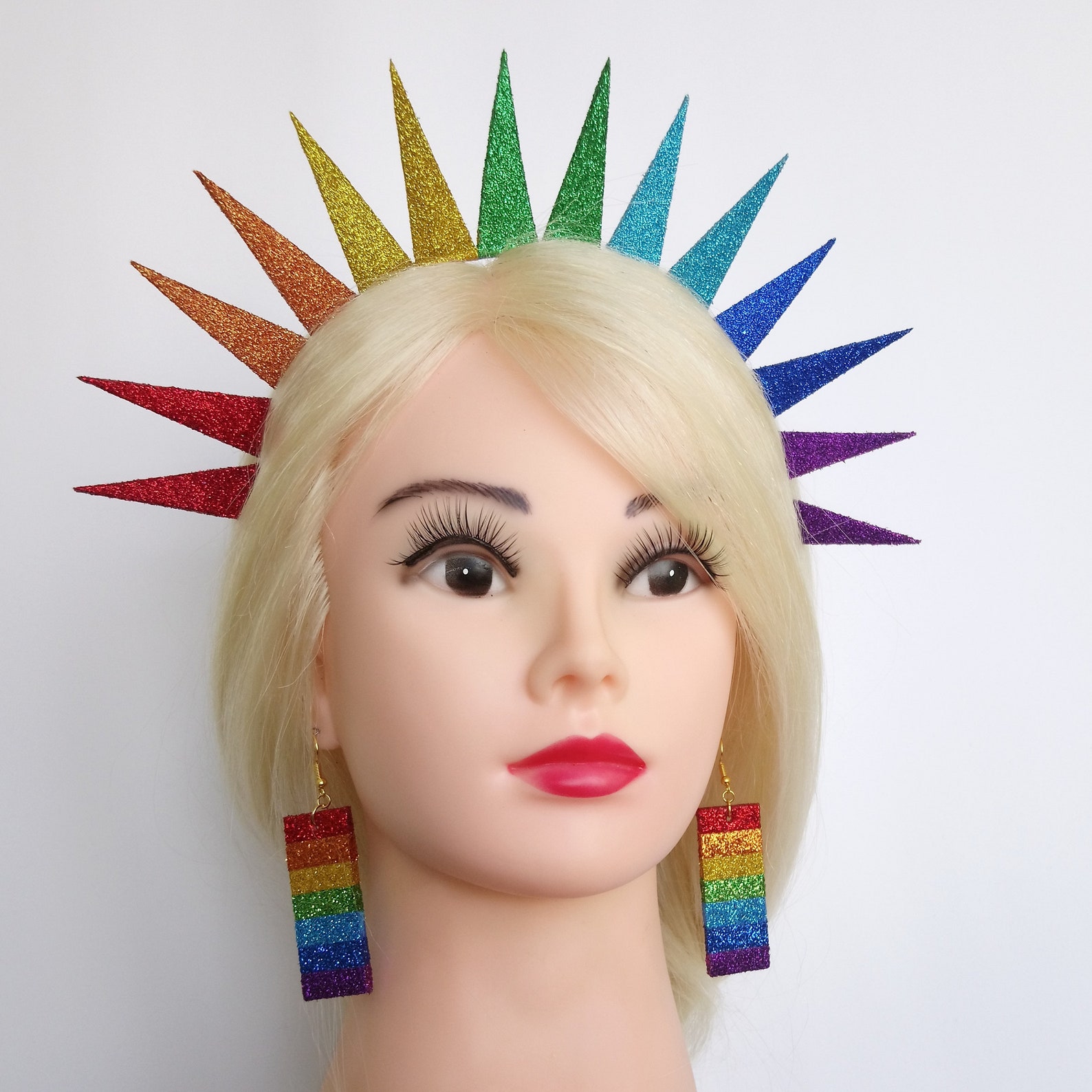 Rainbow Glitter Headband Holiday Halo Crown Halloween - Etsy