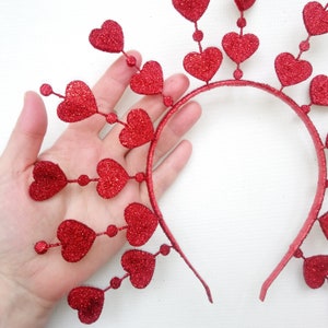 Valentine Day Red Heart Crown Glitter Holiday Headband | Etsy