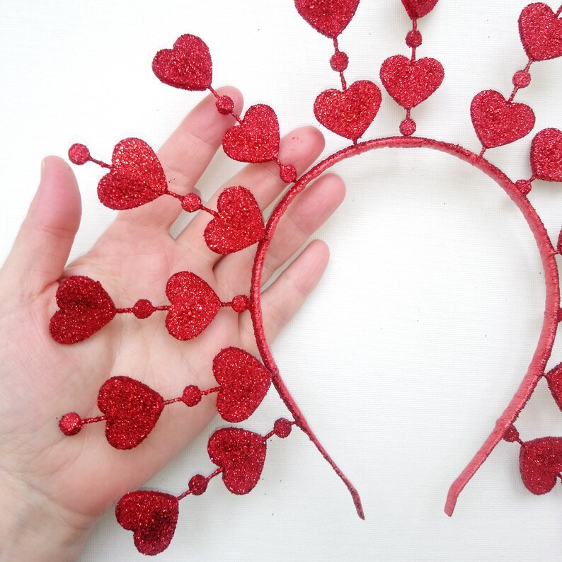 Valentine Day Red Heart Crown Glitter Holiday Headband | Etsy