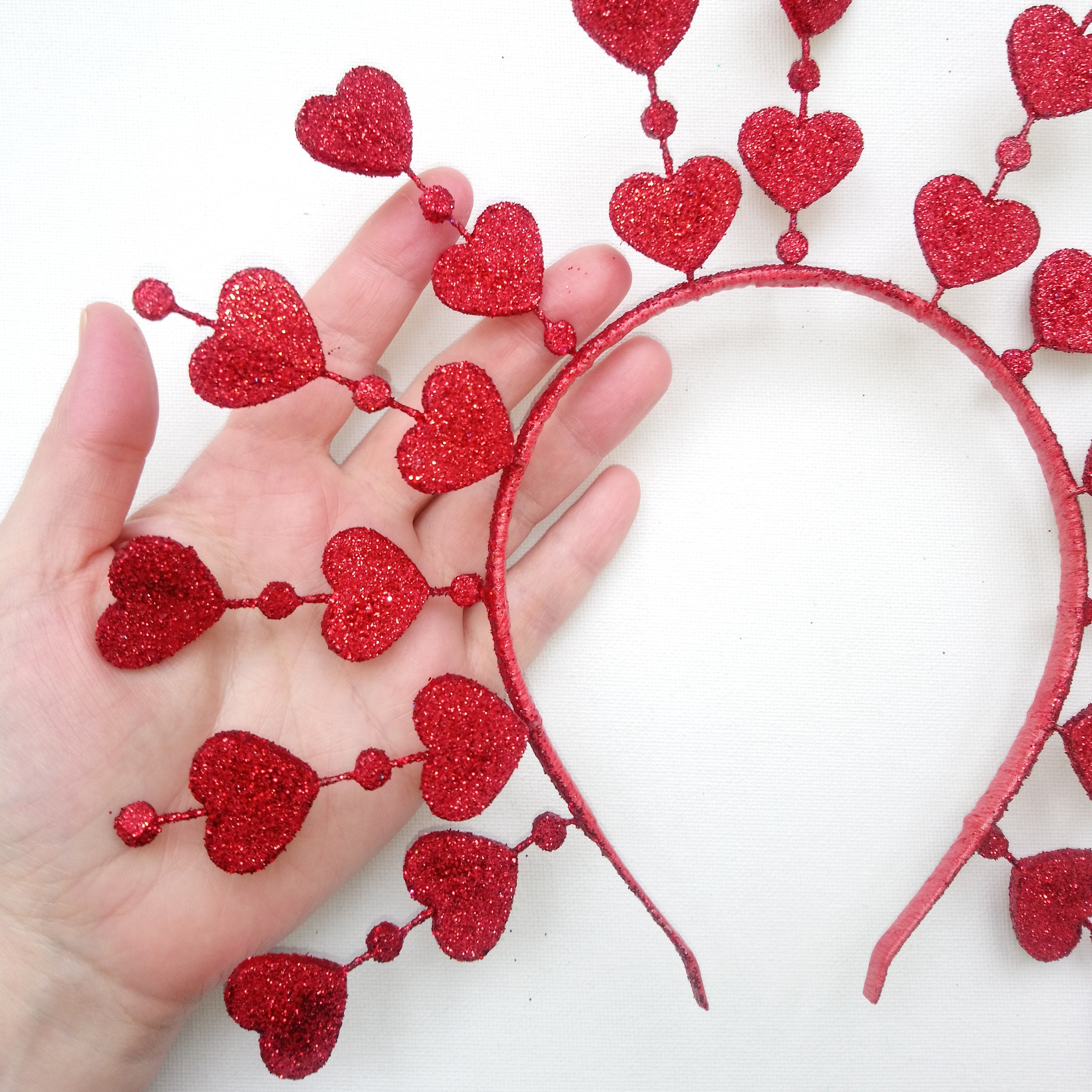 Valentine day red heart crown Glitter holiday headband | Etsy