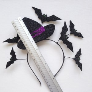 Halloween black hat headband Bat headpiece | Etsy
