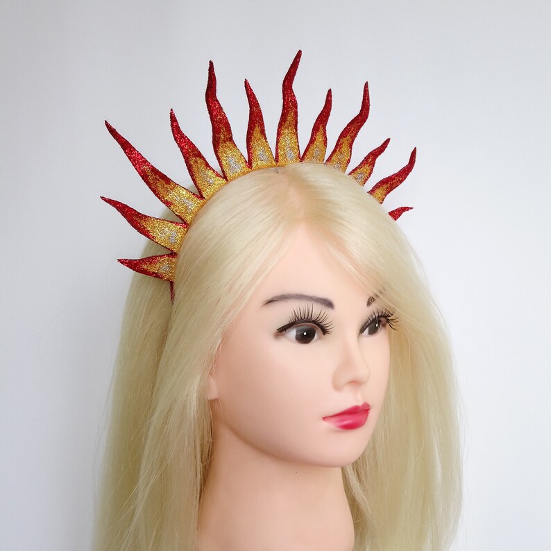 Fire Crown Red Flame Headband Phoenix Headdress Halloween Etsy