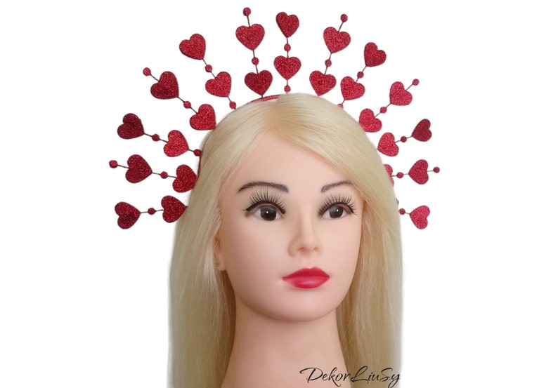 Valentine Day Red Heart Crown Glitter Holiday Headband - Etsy