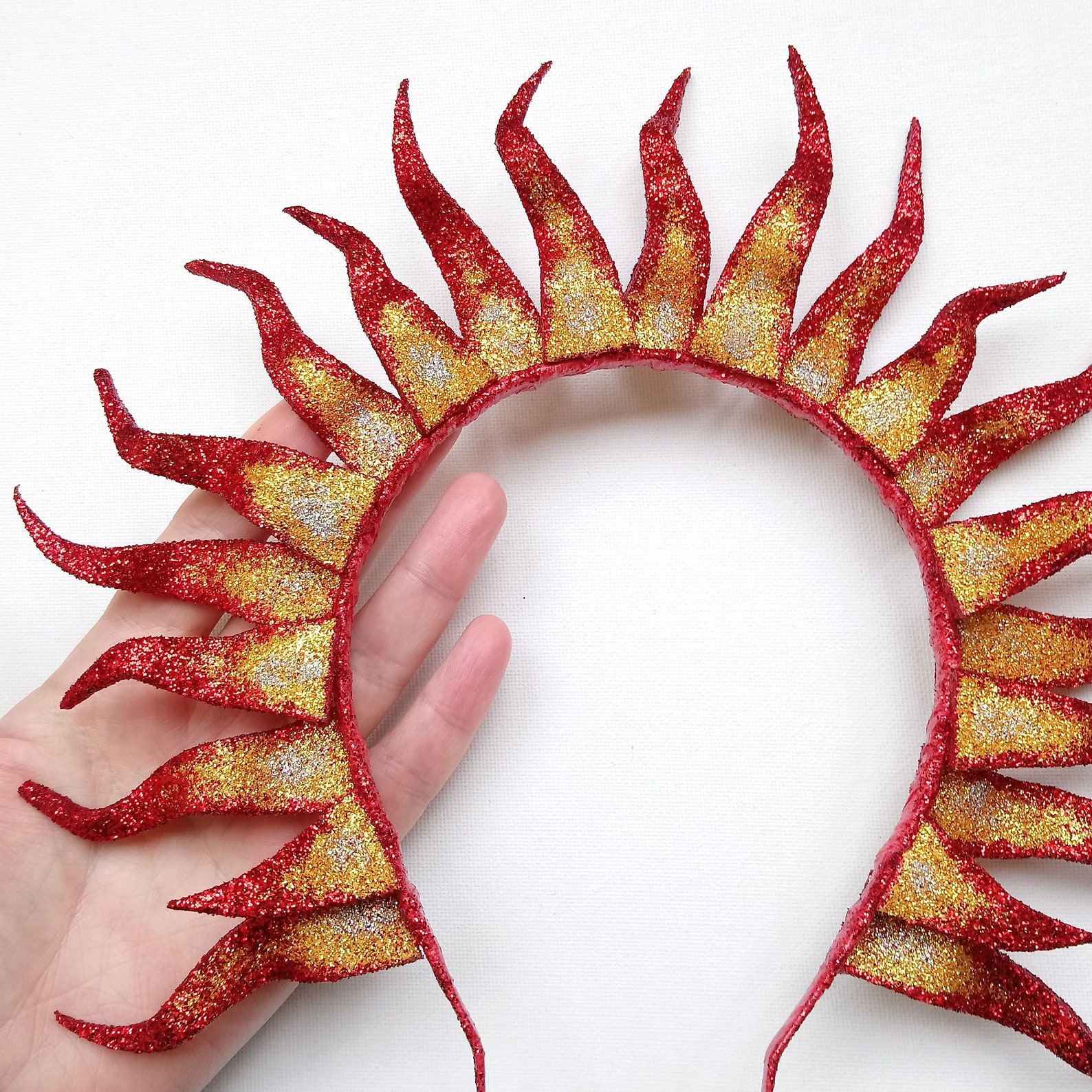 Flame Crown Red Fire Headband Phoenix Headpiece Halloween Sun Etsy