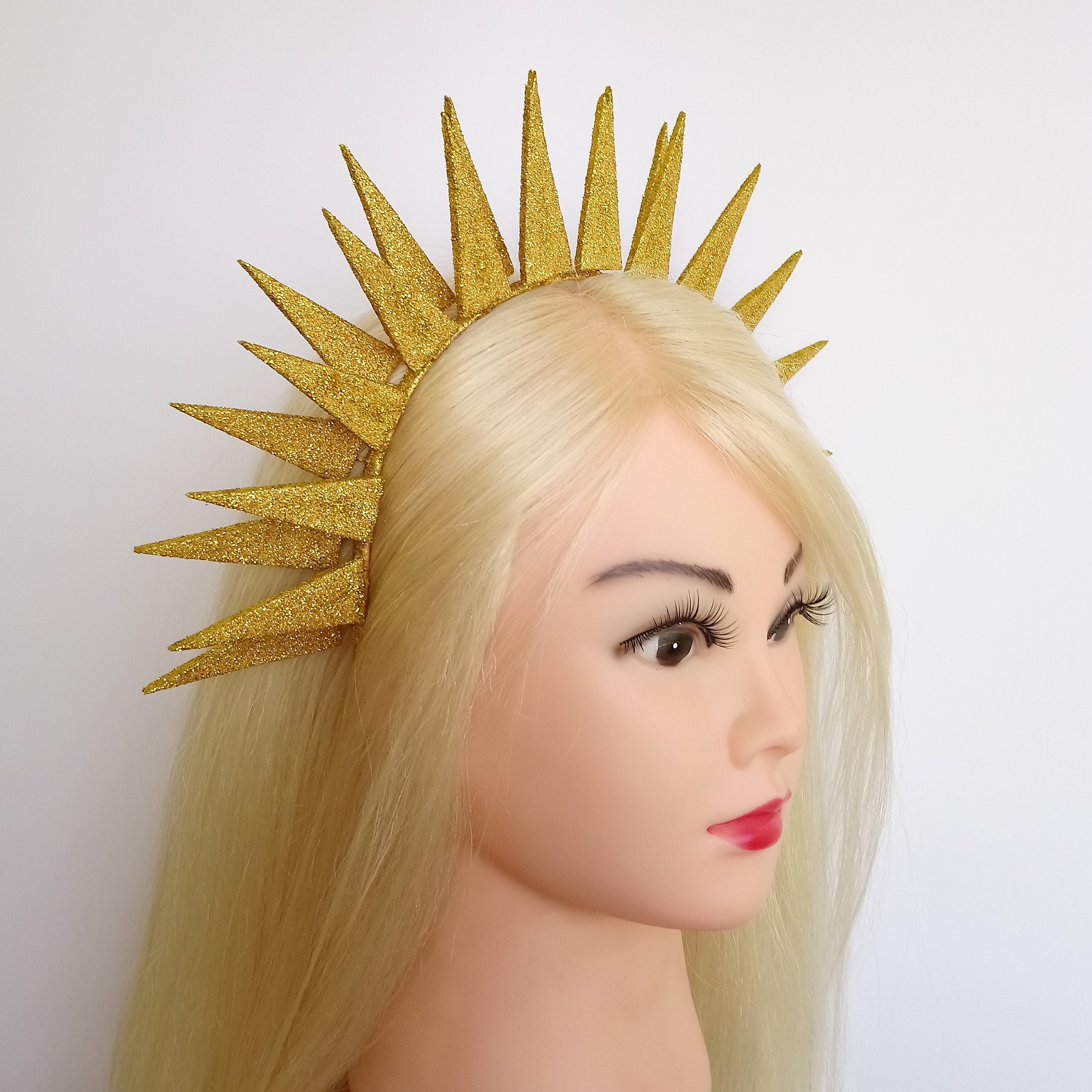 Gold rays crown Gold sun headband Sun Queen headdress Sun Halo | Etsy