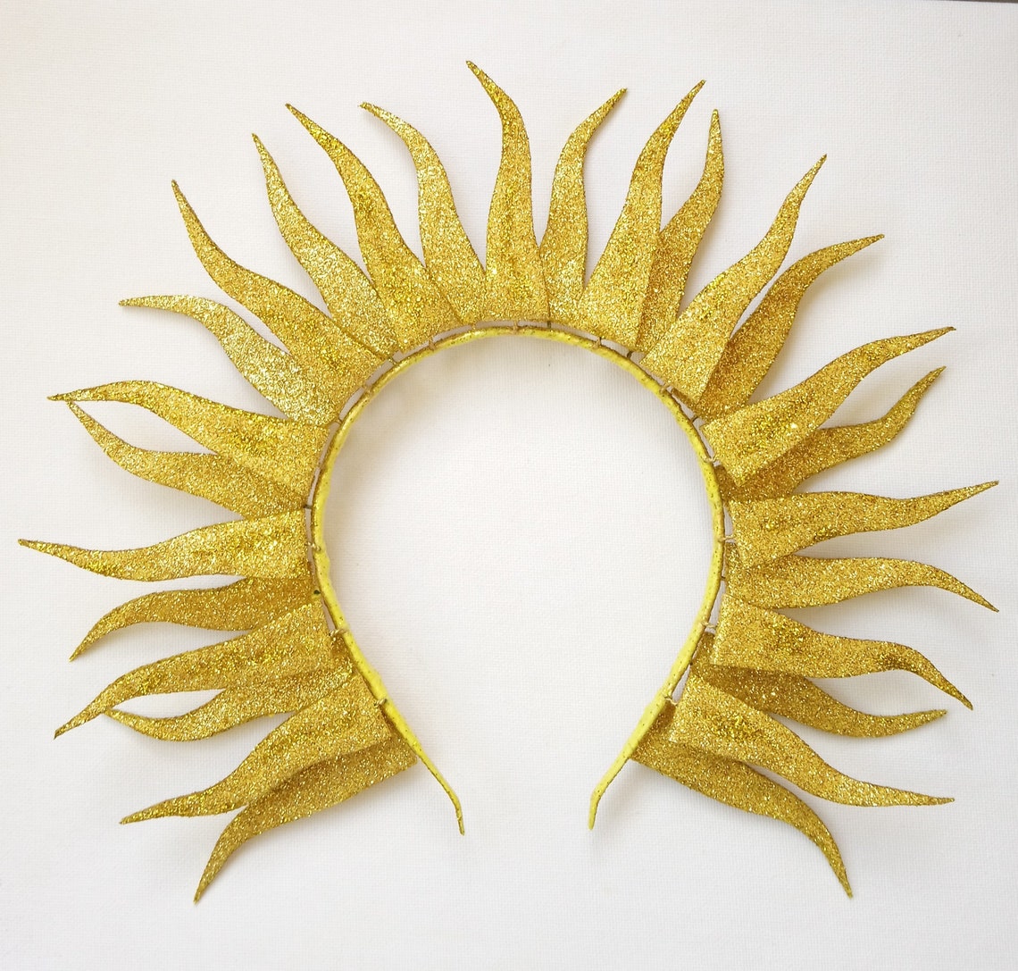 Gold sun crown Sun queen headdress sun halo Aztec goddess | Etsy