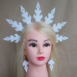 Christmas Snowflake Crown Headband White Glitter Frozen Headpiece ...